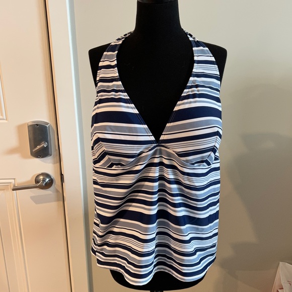 Avenue | Swim | Spiegel Navy And White Stripe V Neck Swim Suit Top ...